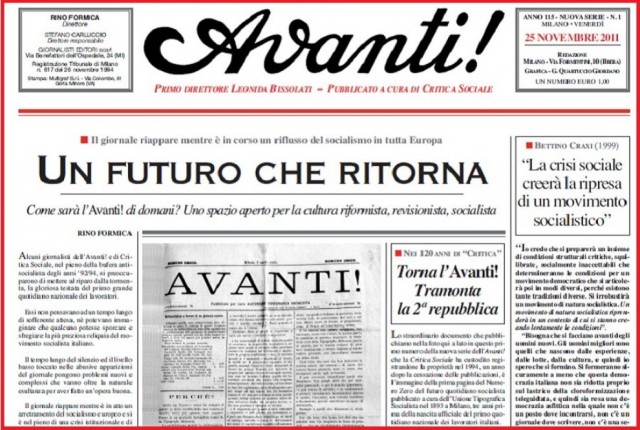 L'AVANTI! il quotidiano Socialista, ritorna in edicola ...